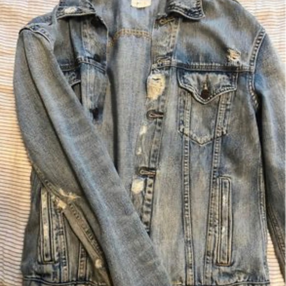 Able | Jackets & Coats | Able Distressed Denim Jacket | Poshmark
